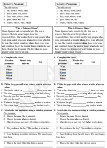 Grammar: Relative Pronouns and Clauses Worksheet - My Teacher